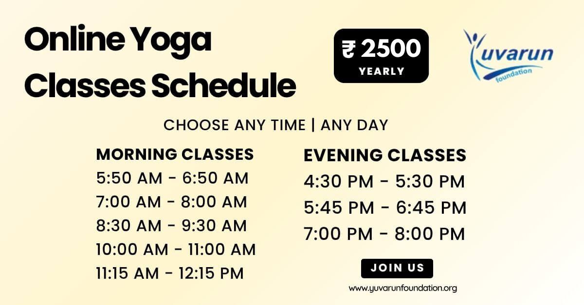 Weekly Online Yoga Class Schedule | Yuva Run Foundation